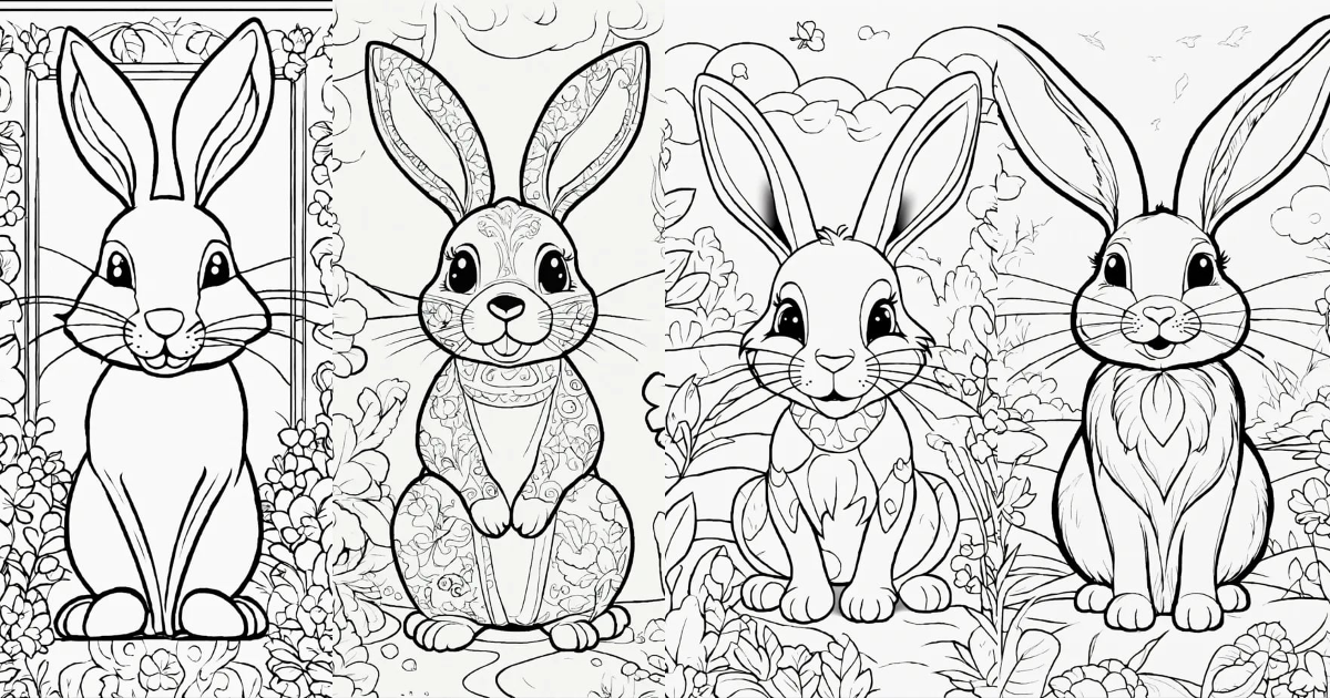 Lexica - Coloring book for children funny bunny simple elements