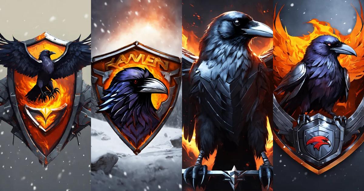 Lexica - Angry, savage raven logo, snow style, futuristic logo, , metal ...