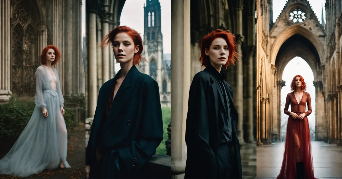 Lexica - Portrait of androgynous non-binary model with pale red hair ...