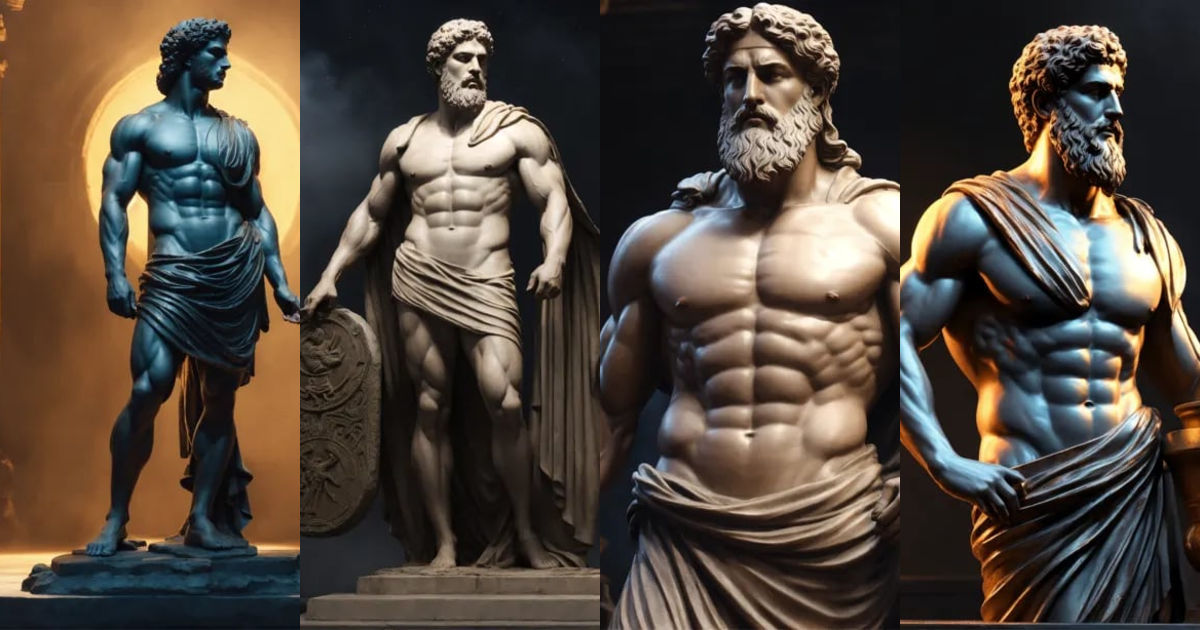 Lexica - Stoic statue, muscular, full body, dark, ancient Greek ...