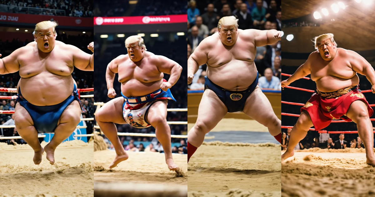 Lexica - Sumo wrestler Donald Trump in the arena, sports ((action shot ...