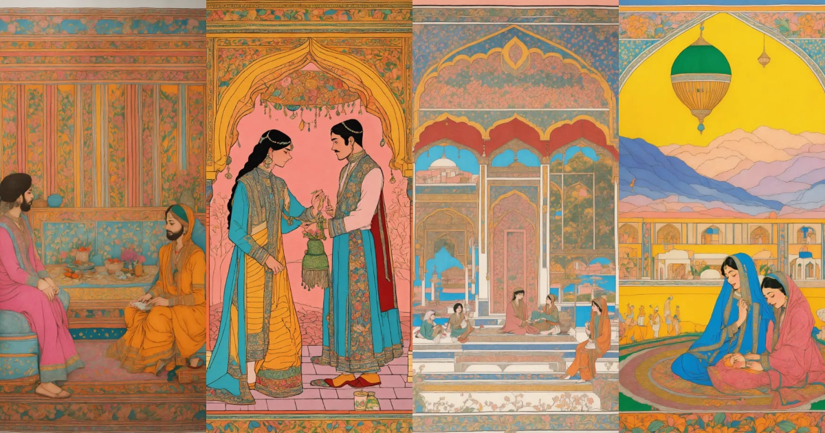 Lexica - Pakistani traditional art drawing celebrating love and joy ...