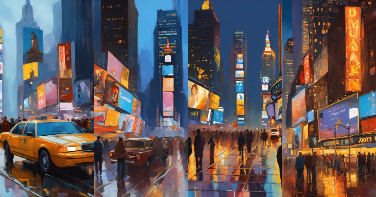 Lexica - A line art illustration of time square scene, painting ...