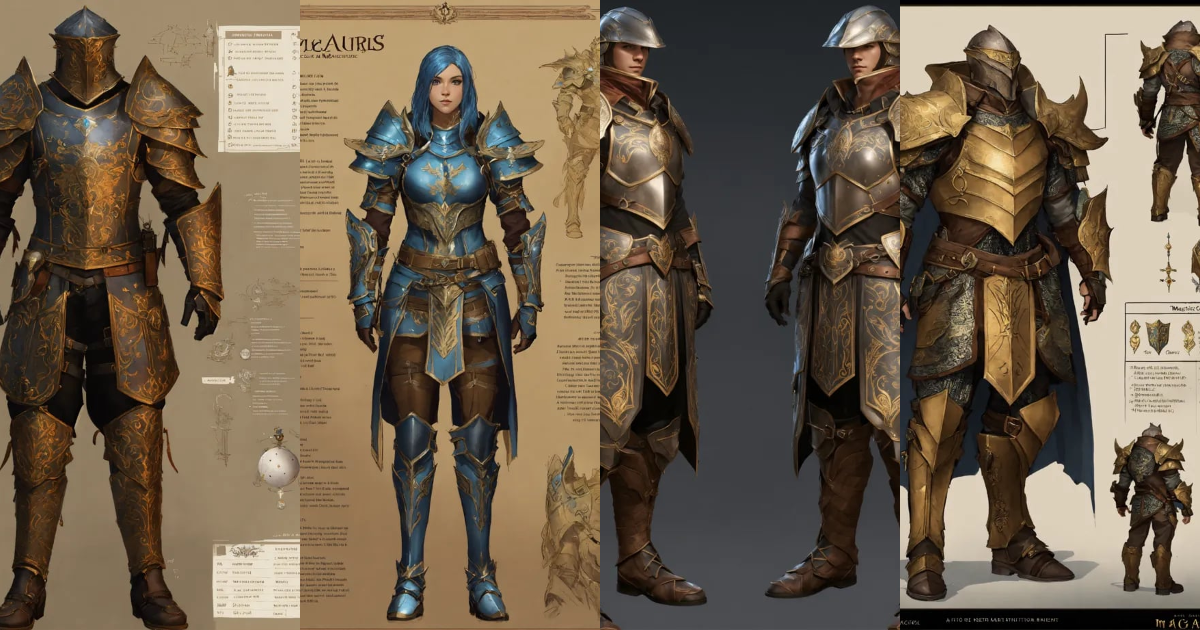 Lexica - Full magical tattoo armor, character sheet, character design ...