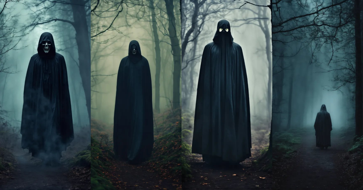 Lexica - Haunted ghost, scary, stalker, dark tones, misty forest, phantom