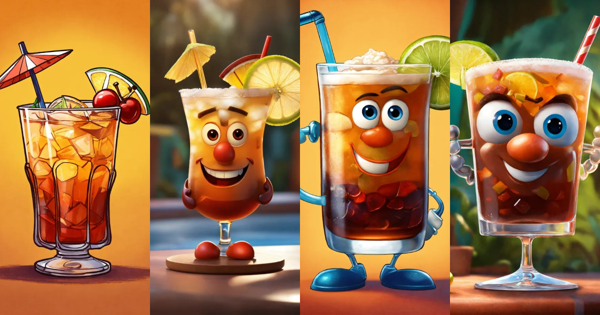 Lexica - Cartoon style, well shaded, smooth, pixar, Cuba libre cocktail ...