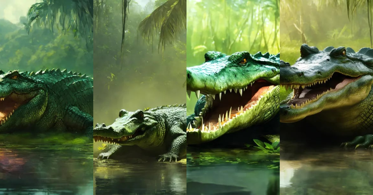 Lexica - Concept art of a giant crocodile in a subtropical wetland ...