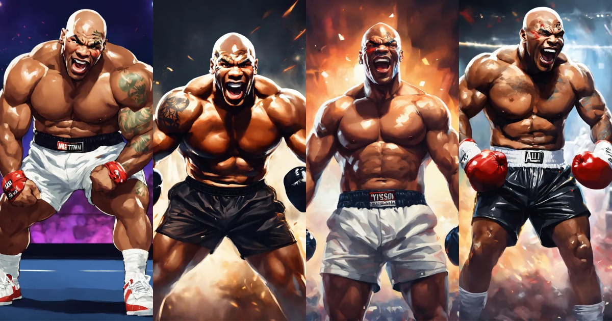 Lexica - Digital portrait of an anger muscular Mike Tyson with a bald ...