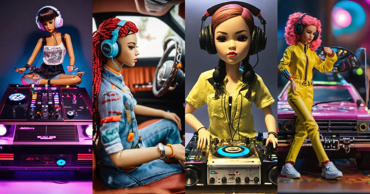 Lexica - Car test doll, dj mixing, 90´s , intricate detailed artwork ...