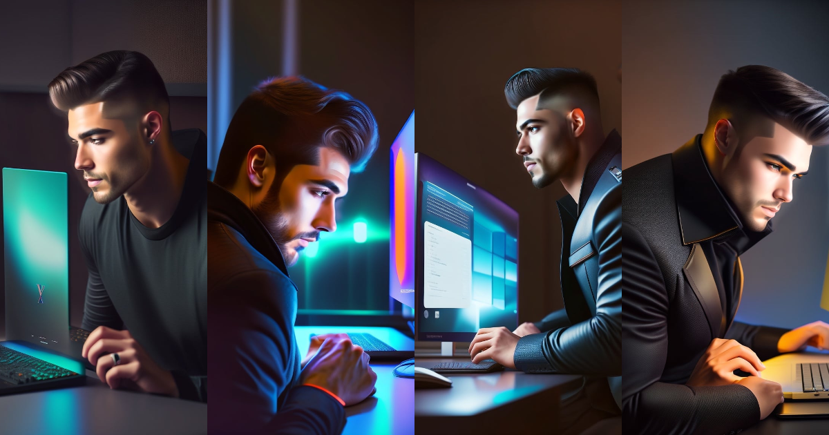 Lexica - A man in his mid 20s wearing y2k with black outfit testing a ...