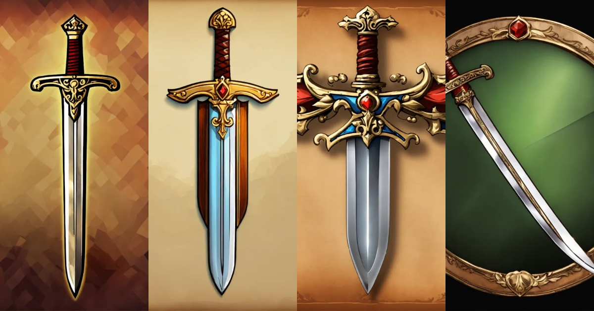 Lexica - Old style short sword icon, for card game with transparent ...