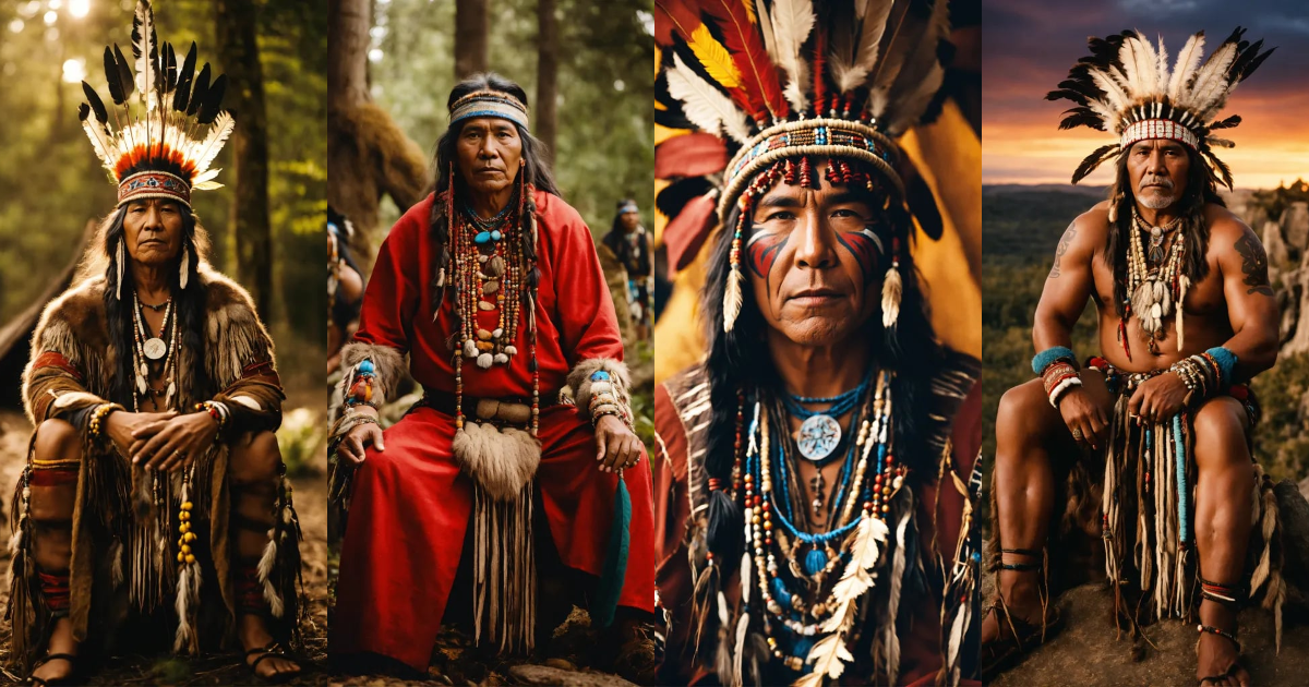 Lexica - Cinematic image of indigenous great shaman of North America ...