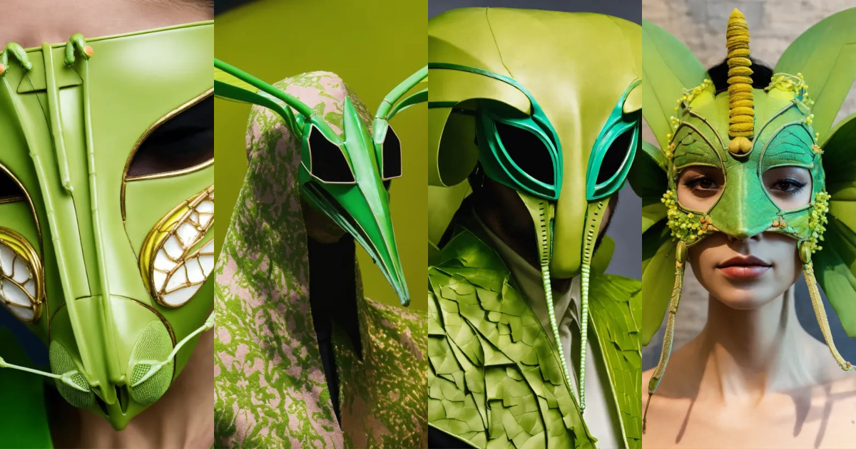 Lexica - A high fashion mask inspired in a Hyeponimus coronatus praying ...