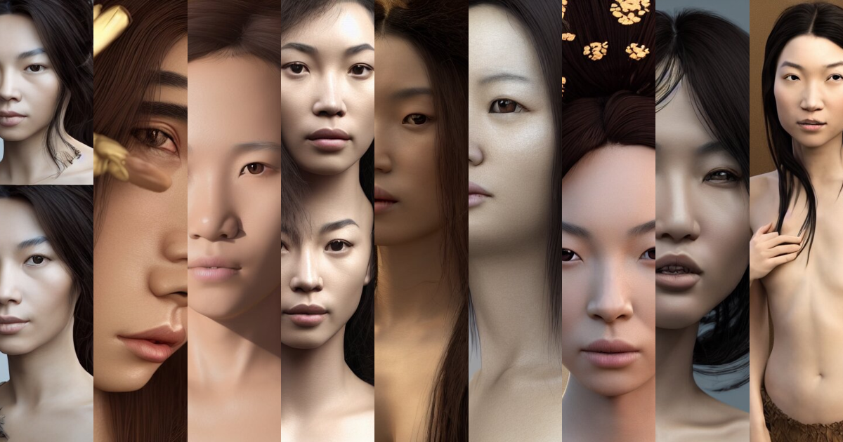 Lexica - 3d render Portrait of a woman, Chinese-French mixed race, one ...