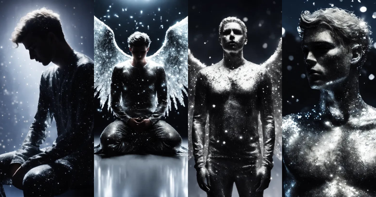 Lexica - Photoshoot of a ghost sad angel guy silhouette made of a ...