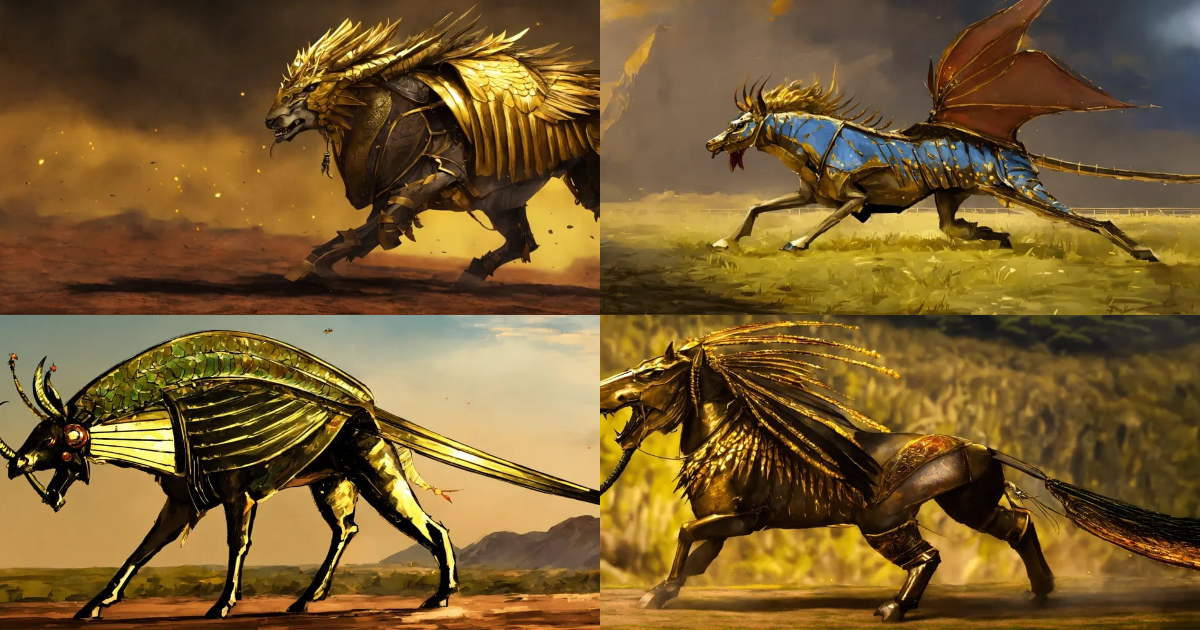 Lexica - Draw a locust in the shape of a horse prepared for battle. On ...