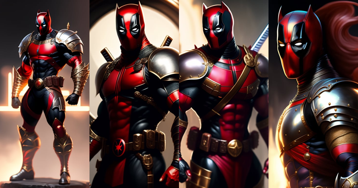 Lexica - Full body potrait extremely muscular deadpool medieval knight ...