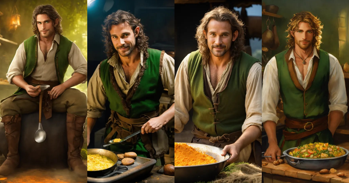 Lexica - A photographic full body image of a thin and wiry male hobbit ...