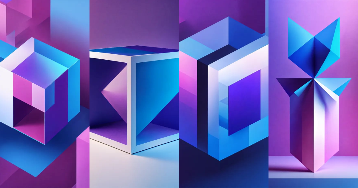 Lexica - Oblique perspective shape, 3D, intersecting parallelepiped in ...