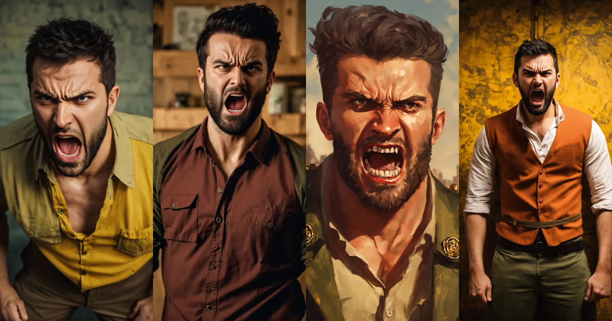 Lexica - A very angry man in his 30s, tyrant, in homemade clothes ...