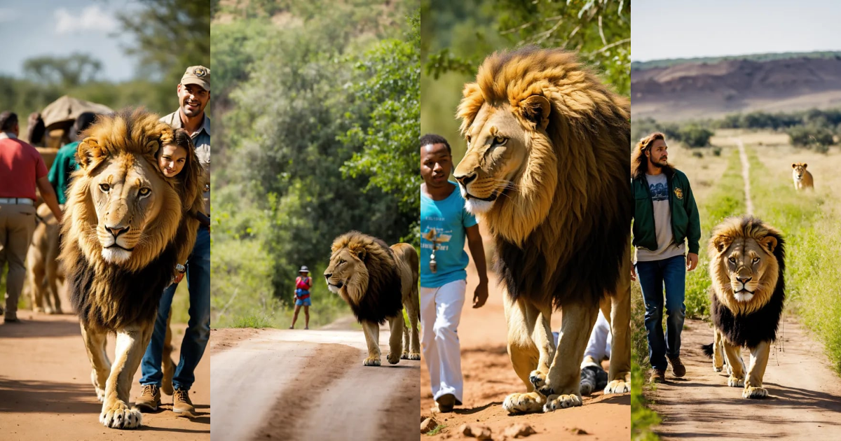Lexica - Lion visiting a human safari