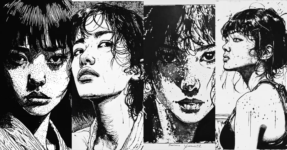 Lexica - Ink portrait of a yandere woman, by Apollonia Saintclair