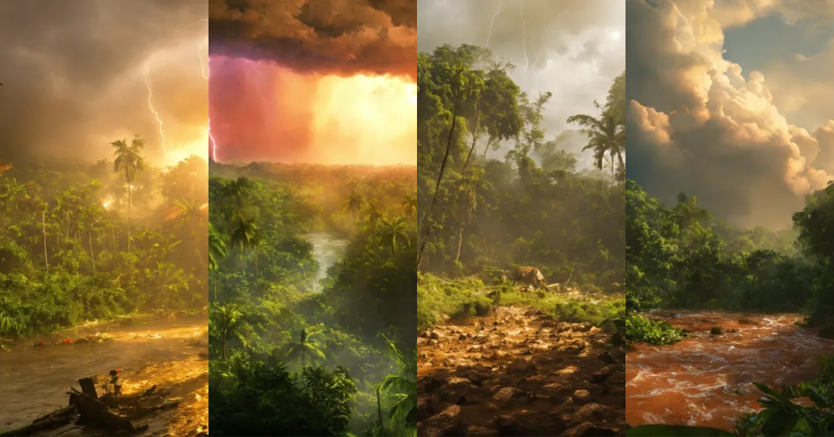 Lexica - One day, a colossal storm roared through the jungle.