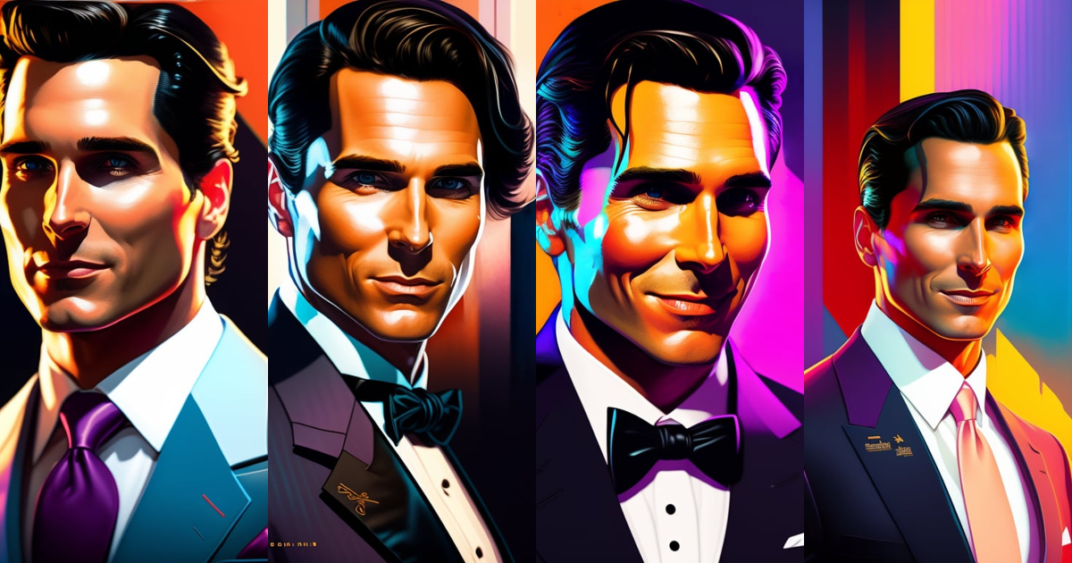 Lexica - A colorful comic noir illustration painting of Patrick Bateman ...