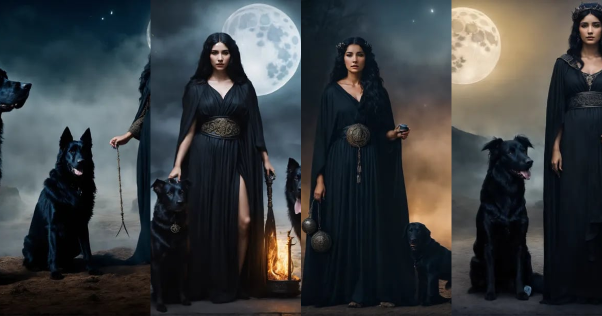 Lexica - Greek mythology, goddess Hecate in the underworld, black hair ...