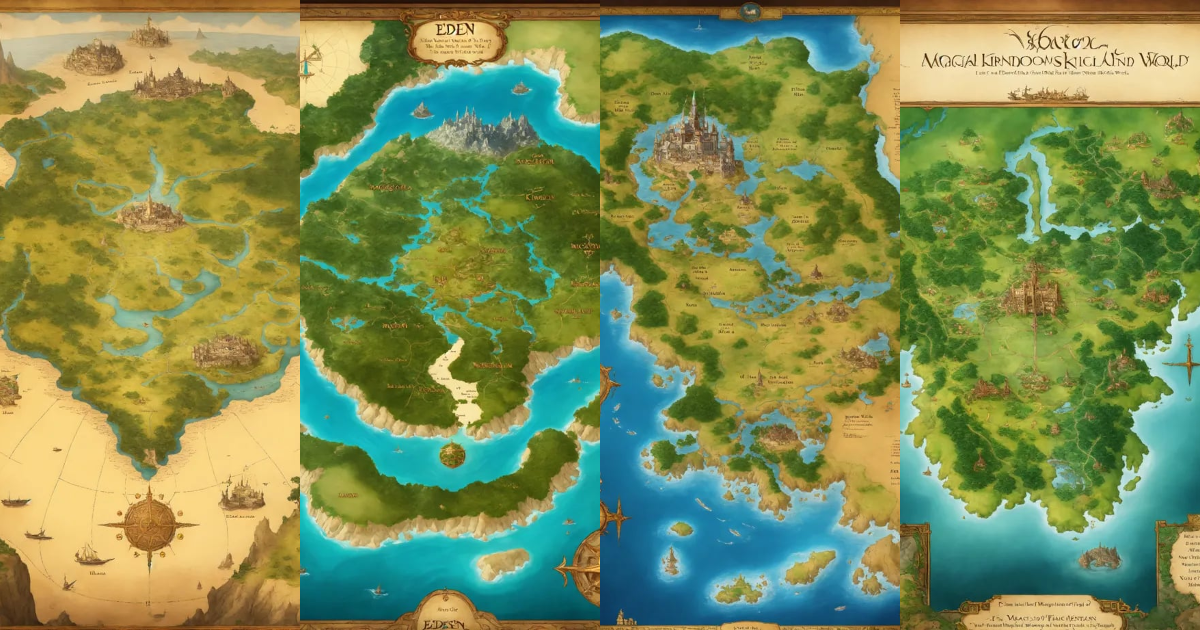 Lexica - Blank Fantasy Map of a magical world called Eden, with 9 ...