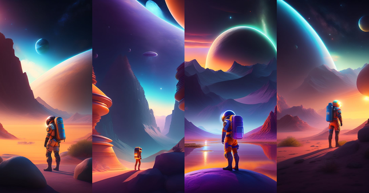 Lexica - An astronaut exploring a new planet with a lush, alien ...