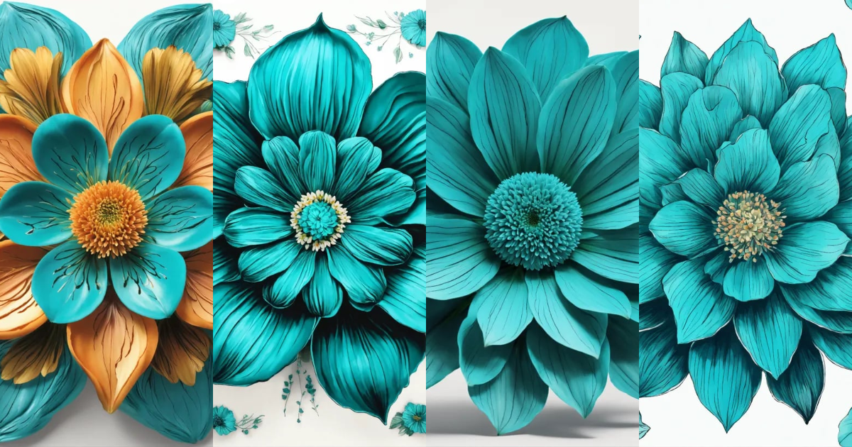 Lexica - Large beautiful turquoise flower, hyperrealistic, facing front ...