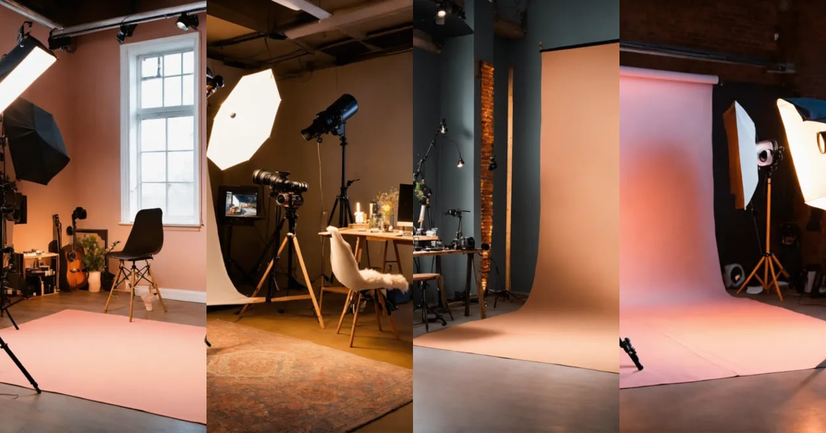 Lexica - A photo of a photographer's studio,. light color scheme