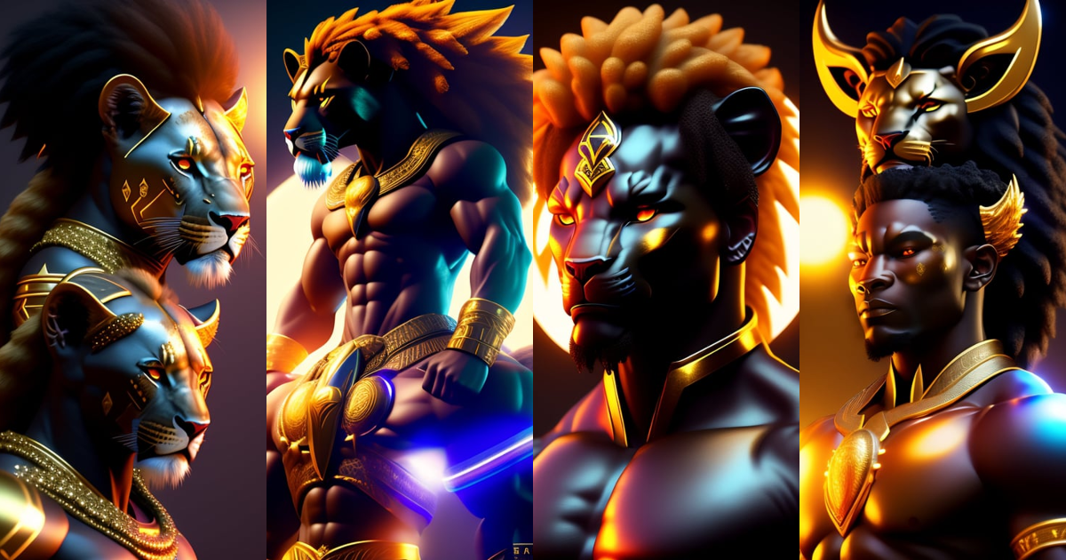 Lexica - 3d render of zodiac sign leo as a sabertooth lion humanoid ...