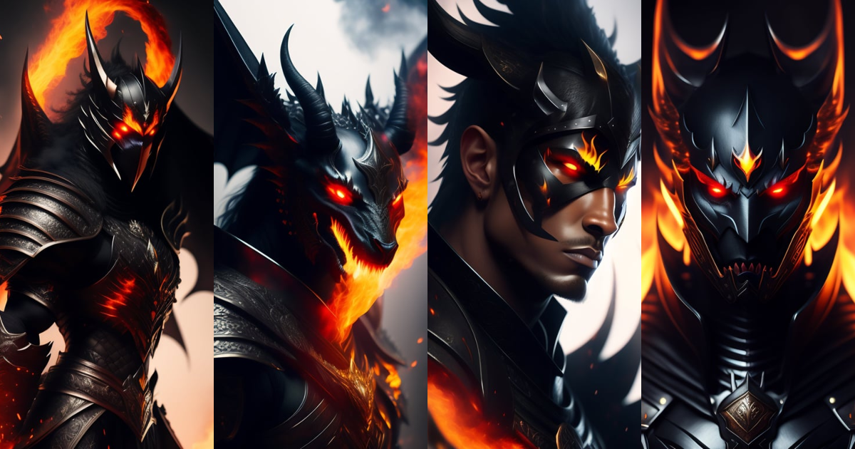 Lexica - A demon made of black smoke, dragon eyes, sparks of fire and ...