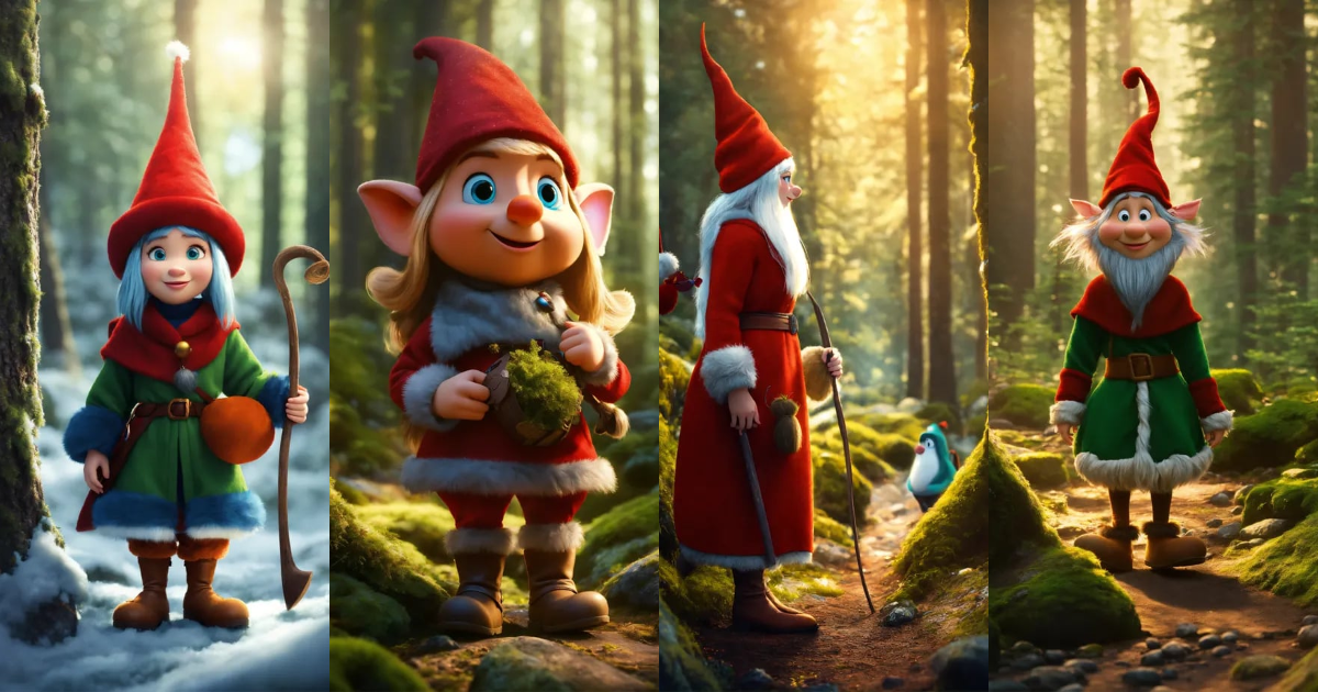 Lexica - Pixar cartoon of a mythical female nisse in a norwegian forest ...