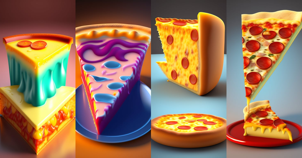 Lexica - 3D cartoon style slice of super cheesy pizza, dripping with ...