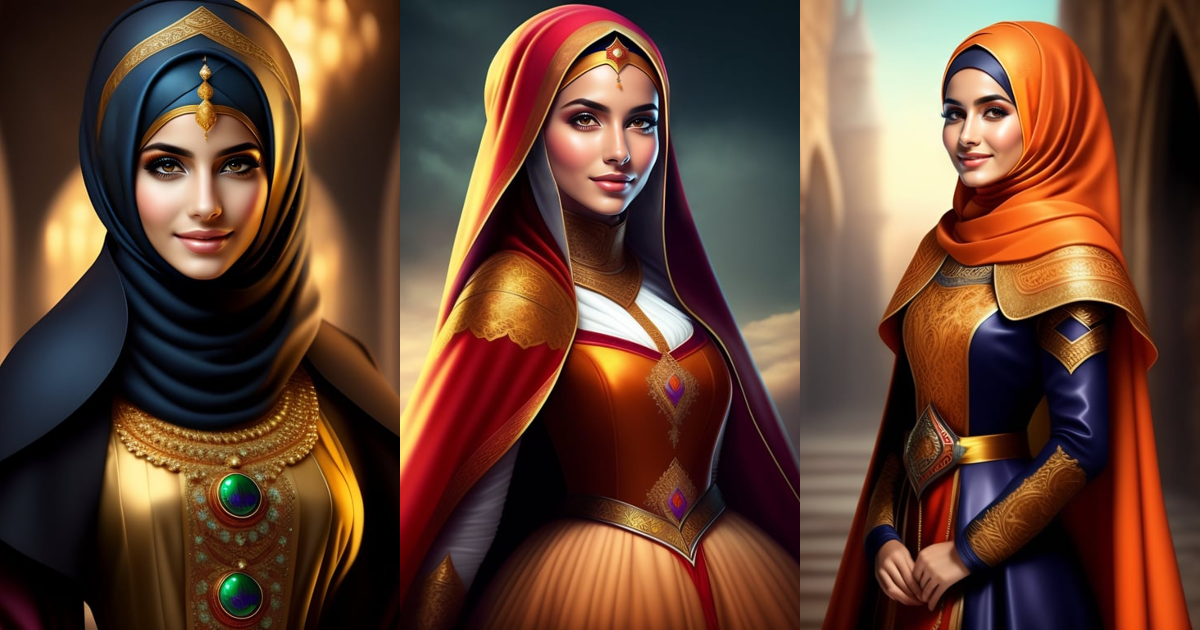 Lexica - Cute hijab girl in medieval mage clothing