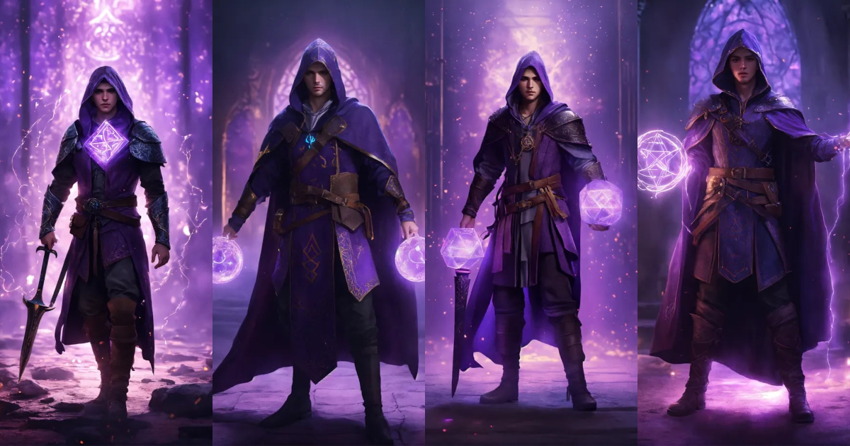 Lexica - A realistic full body portrait of a medival young rune mage ...