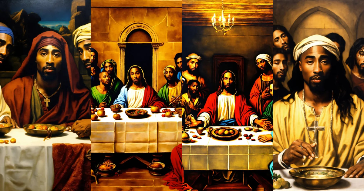 Lexica - Tupac Shakur as Jesus depicted in hip hop version of Leonardo ...