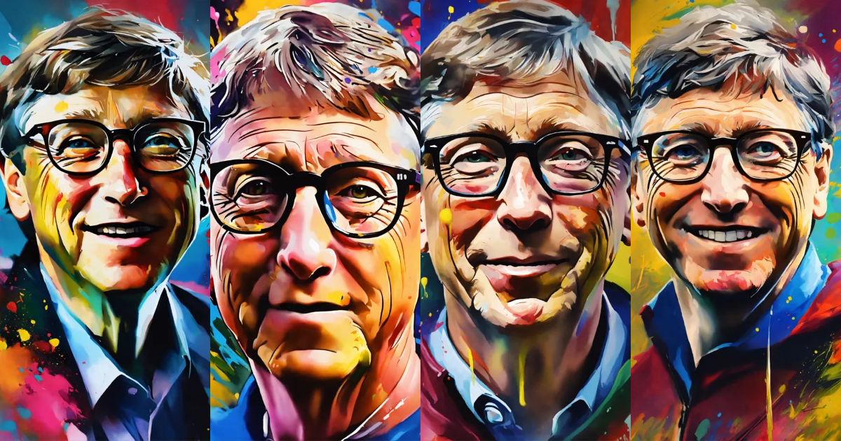 Lexica - A painting of 'Bill Gates' running in a field, trend in ...
