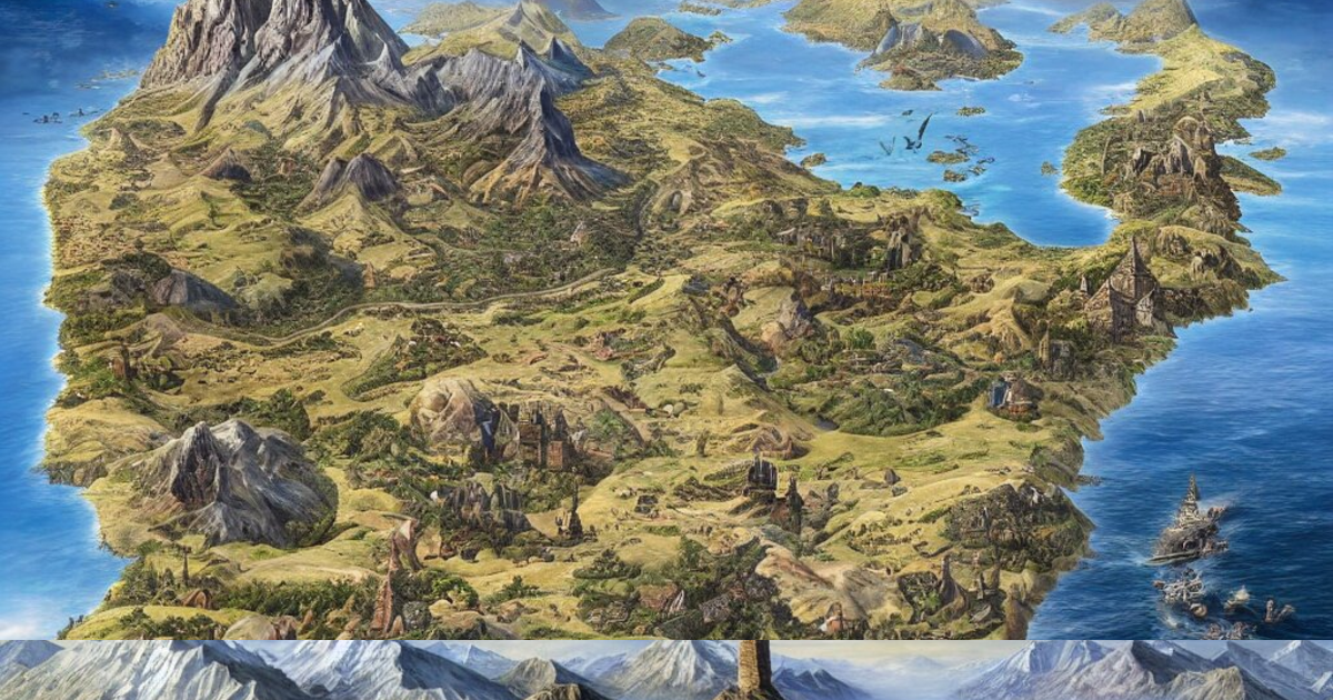 Lexica - Surreal map of middle earth in the styles of igor morski, jim ...