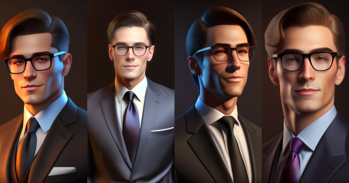 Lexica - A man wearing glasses, with slightly curved hair, a moderate ...