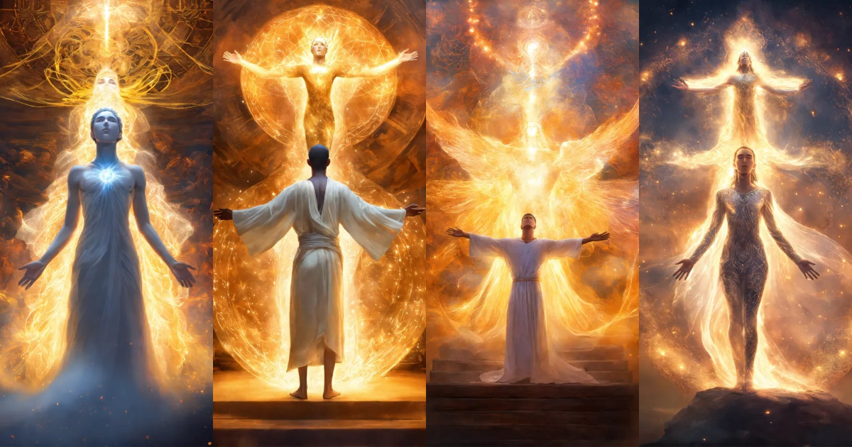 Lexica - Captivating design, spirit man ascend, The spirit being's arms ...