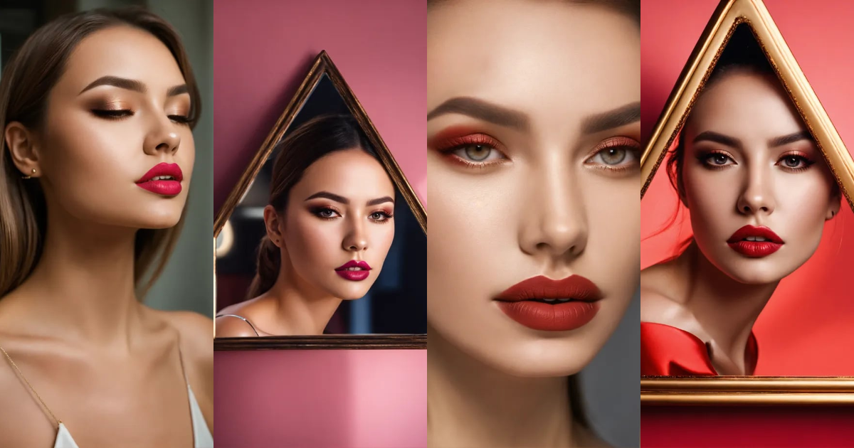 Lexica - Lips makeup in downturned triangle shaped mirror, beautiful ...