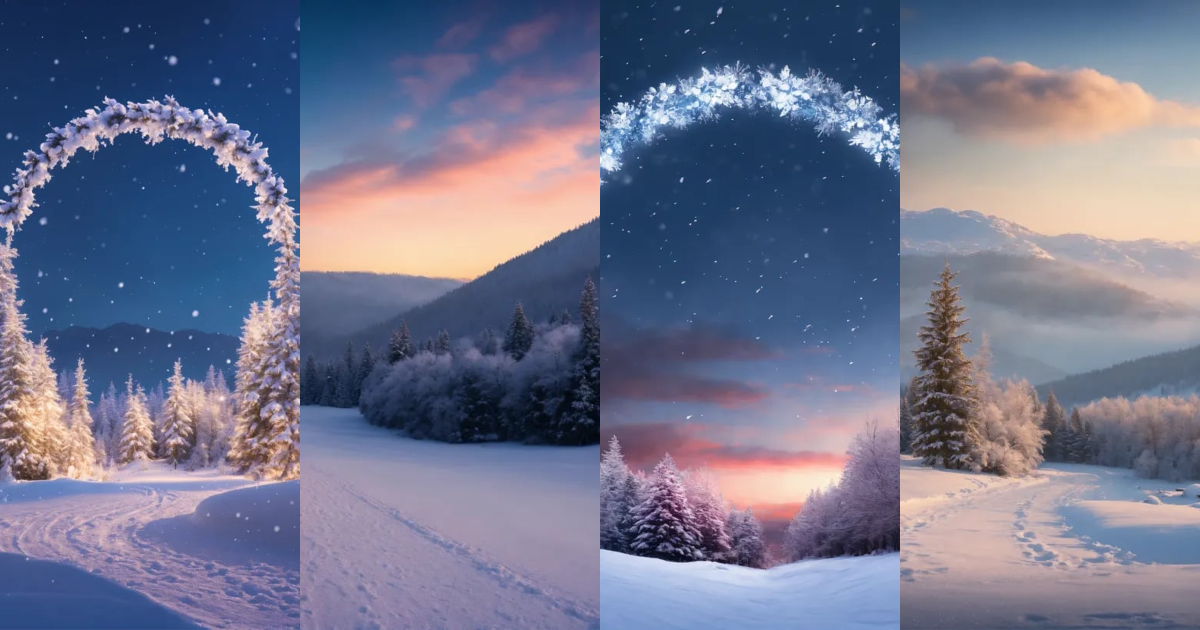 Lexica - Create a minimalist wintry round png border.4K HD, HDR