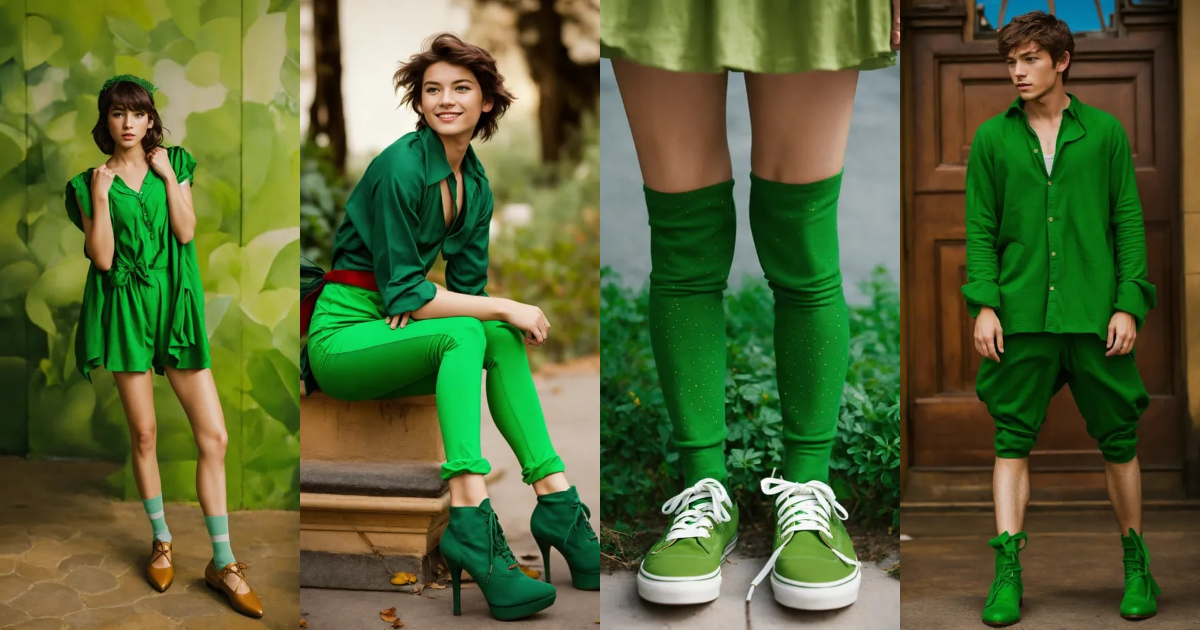 Lexica - Peter Pan, green clothes, legs and shoes,