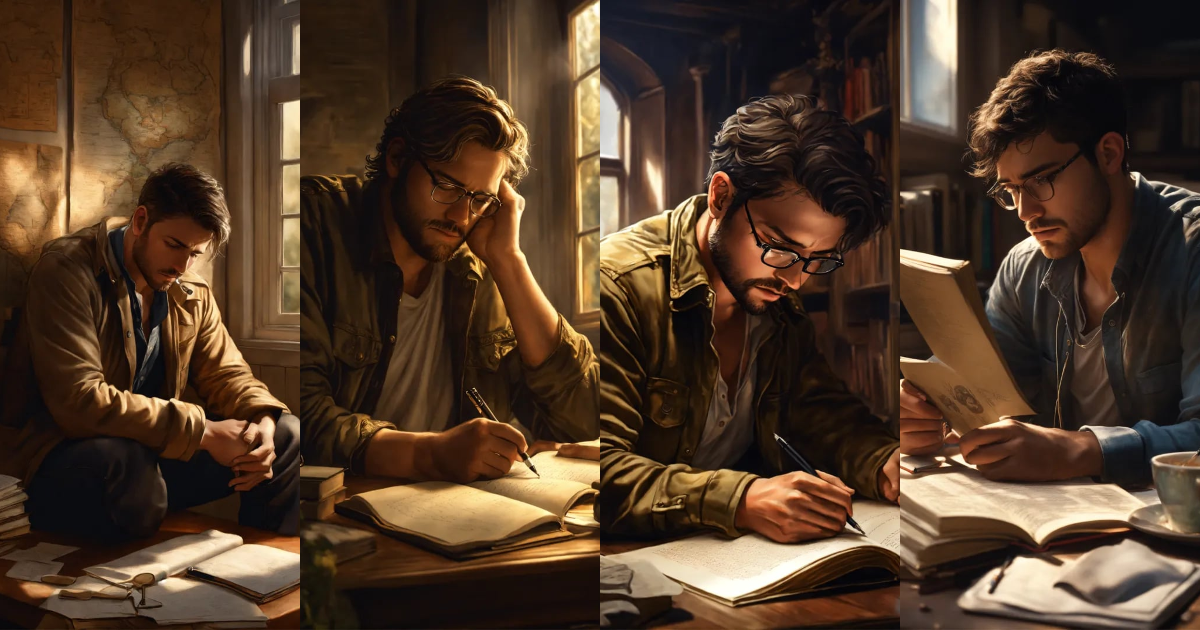 Lexica - A frustrated male writer with depression, beautiful ...