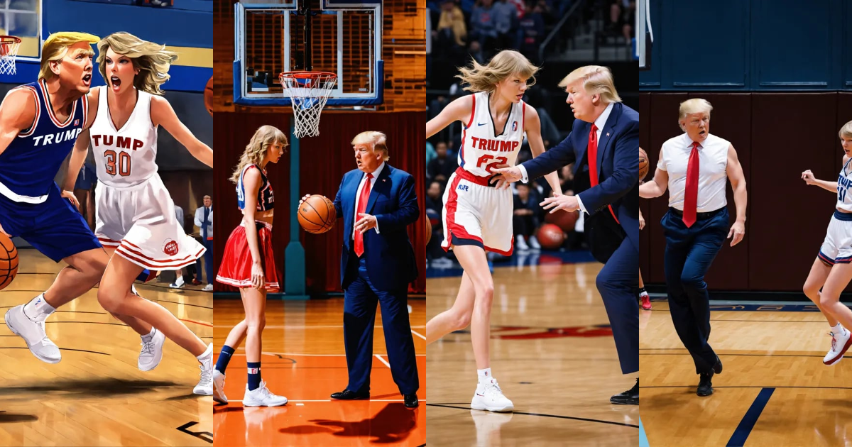 Lexica - Photo realistic shot of donald trump and taylor swift playing ...