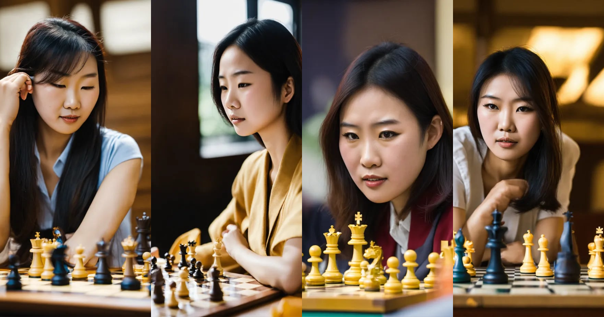 Lexica - Asian woman playing chess in competition